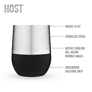 Host Wine Freeze Pro Cooling Cup, 12oz Stainless Steel Double Wall Tumbler, Freezable Cup, Mothers Day Gifts, Best Gifts for Women, Wife Gifts