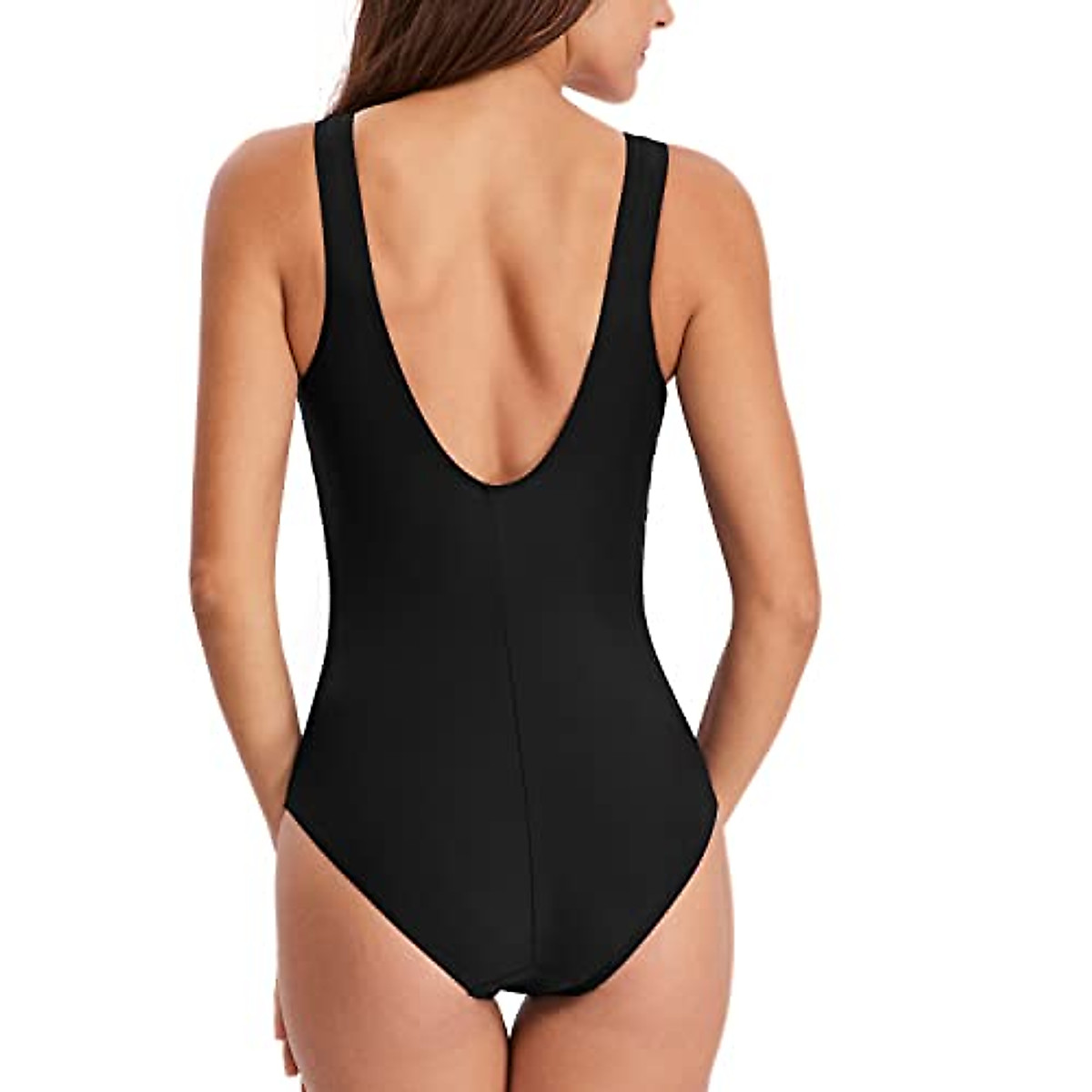HAIVIDO Women's Athletic One Piece Swimsuits Racing Training Sports Bathing Suit Color Block Swimwear Black S