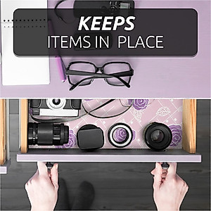 12X120 Inch Shelf Liner for Kitchen Cabinets, PVC Drawer Liner for Dresser Non-Slip Bathroom, Non-Adhesive Cabinet Liner Washable (Purple Bloom)(1 Roll)