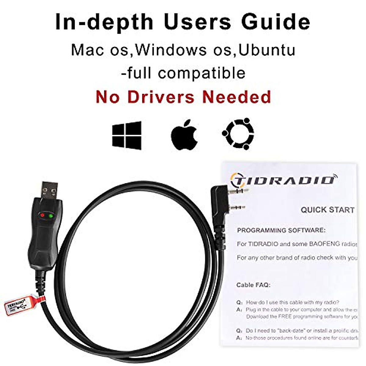 BaoFeng Radio UV-5R Ham Radio (6 Pack) 144-148Mhz/420-450Mhz + 1pcs TIDRADIO Driver Free Programming Cable + 12pcs 1800mAh Batteries BaoFeng Walkie Talkie