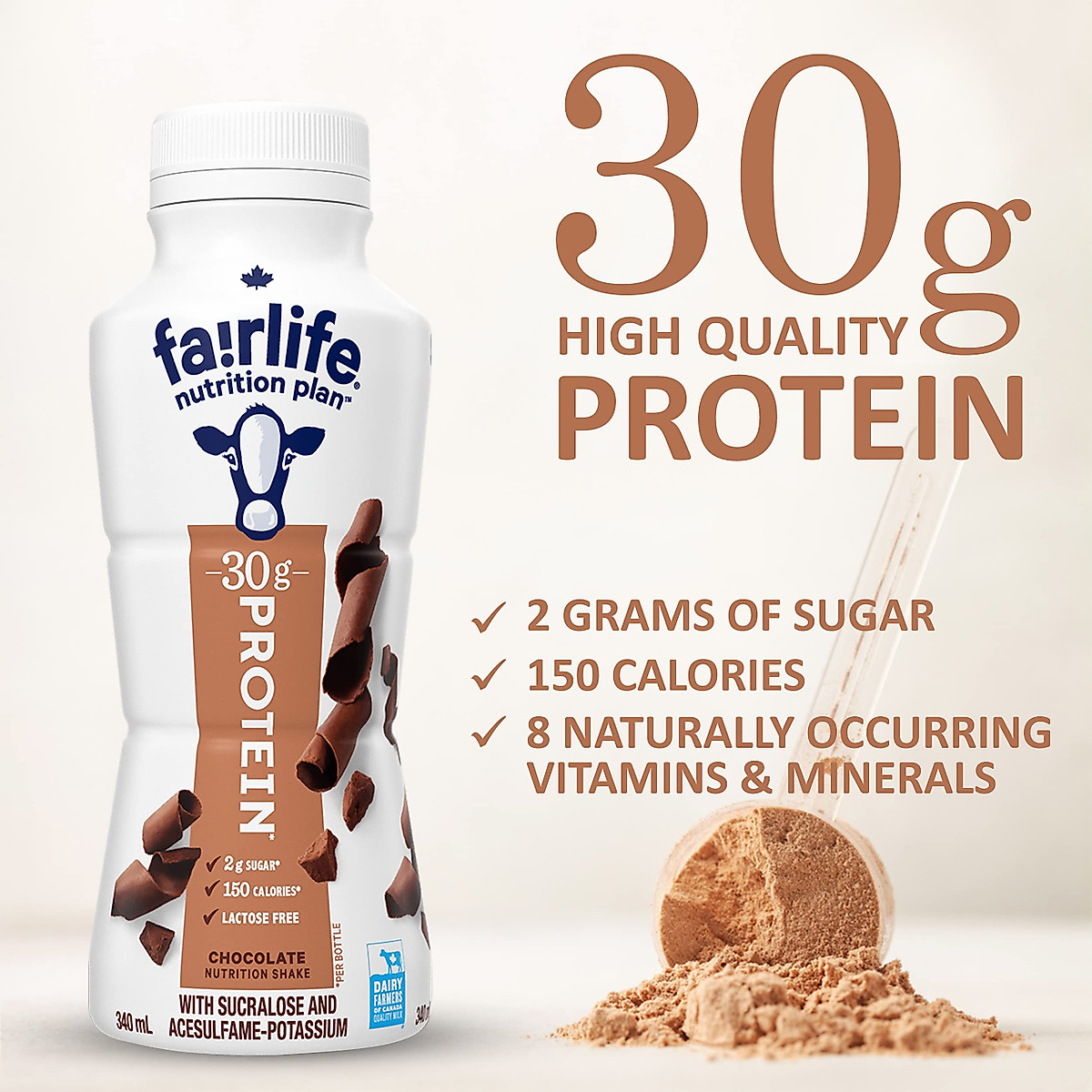 Fairlife Protein Shakes Chocolate and Vanilla Drink Nutrition Plan 6 Pack, 11.5 Ounces 30g of Protein In The Award Box Packaging