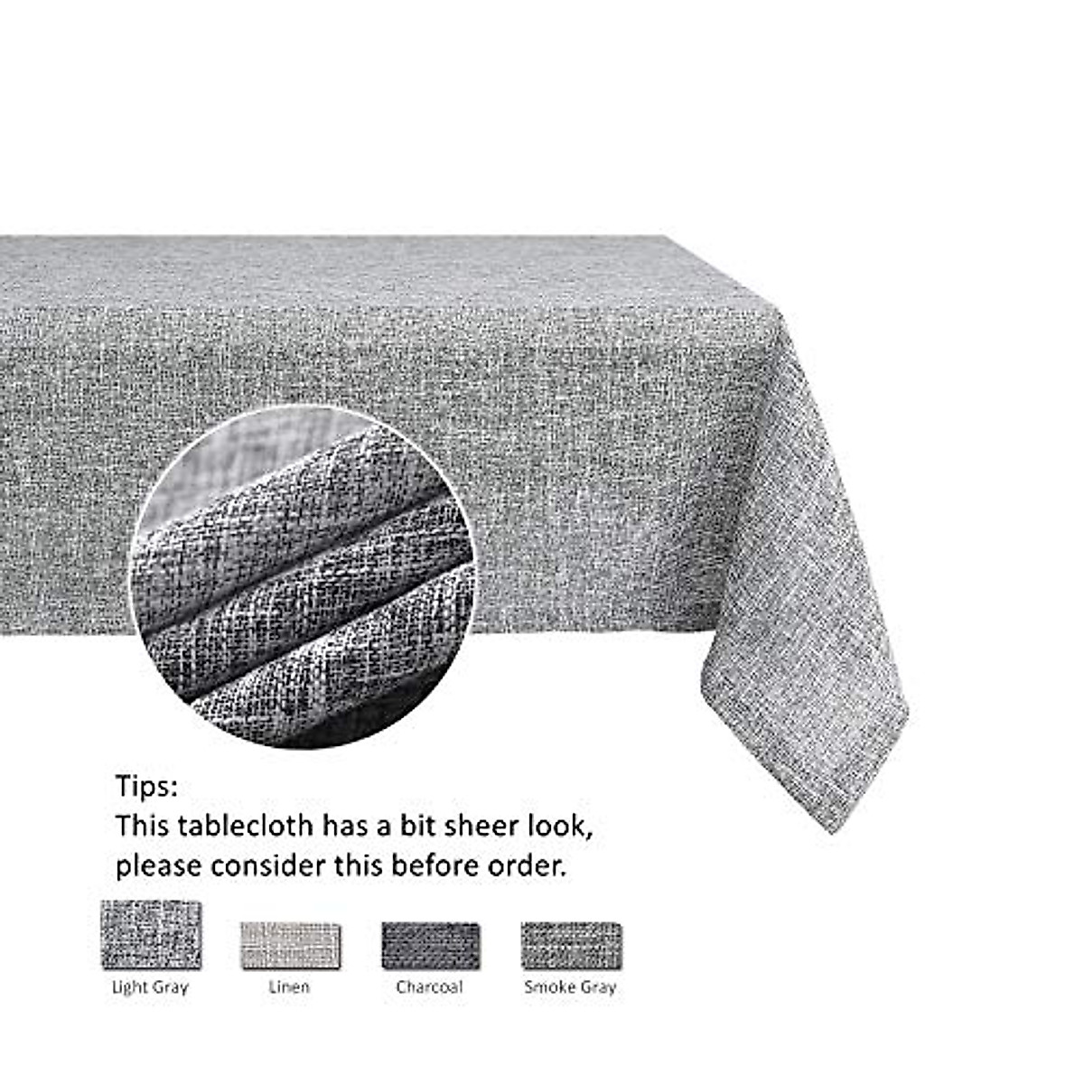 maxmill Flaxy Faux Linen Tablecloth with 2-Tone Slubby Texture Wrinkle Free Anti-Shrink Soft Table Cloth for Kitchen Dining Tabletop for Outdoor and Indoor Use Rectangle 60 x 84 Inch Light Grey