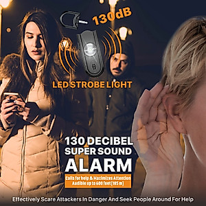 Safe Sound Personal Alarm, 2 Pack 130 dB Loud Siren Song Emergency Security Alarm Keychain with Strobe LED Light, Personal Sound Safety Siren for Women, Men, Children, Elderly