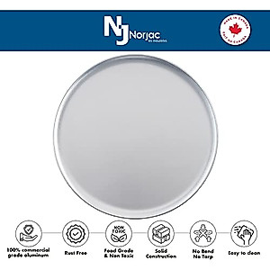Norjac Pizza Pan 12 inch, 6 PACK Baking Tray Coupe Solid Style, Pure Food-Grade Aluminum, Made in Canada, Rust Free