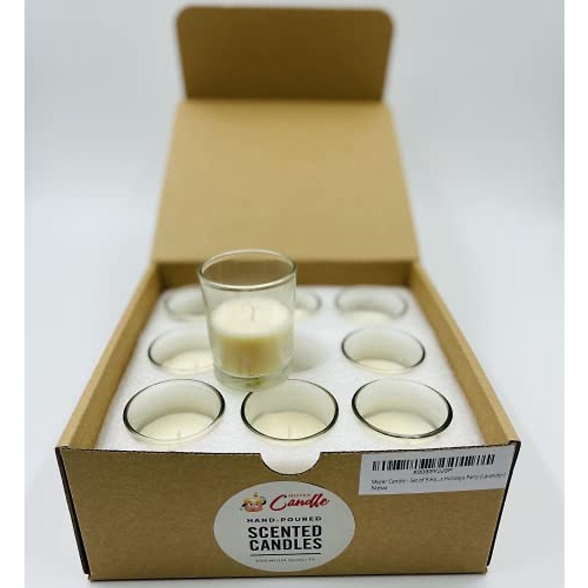 Mister Candle - Set of 9 Hand Poured Filled Glass Votive Candles with Plant Base Premium Wax Ideal Gifts for Aromatherapy Spa Weddings Birthdays Holidays Party (Vanilla)