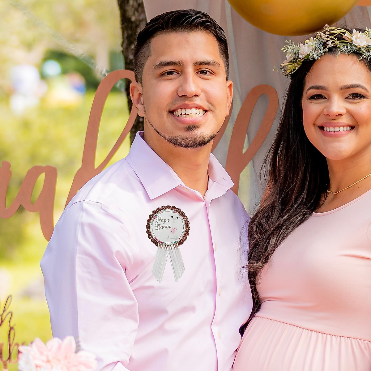 Daddy to Be Pin Baby Shower Pin for dad to wear, Papa Llama White & Rose Gold, It's a Girl, Gender Reveal or Baby Sprinkle