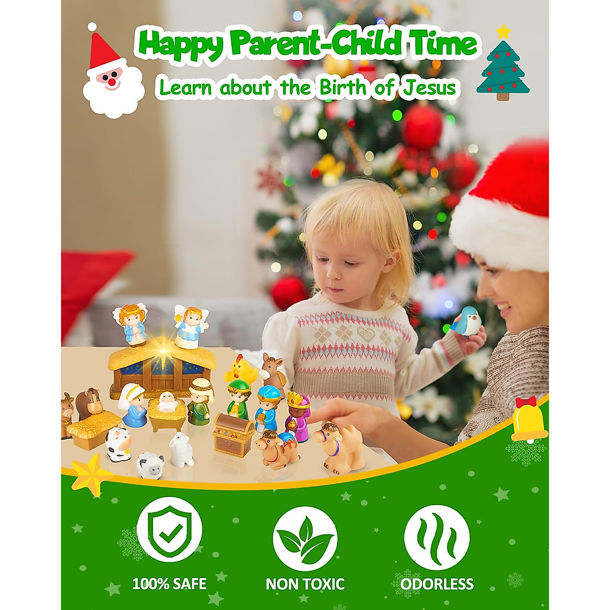 Nativity Advent Calendar 2023 Kids, Christmas Story Nativity Playset Christian Advent Calendar for Toddlers, Kids, Boys, Girls, 25pcs Nativity Scene Set Toys for Children Ages 1 2 3 4 5 6+