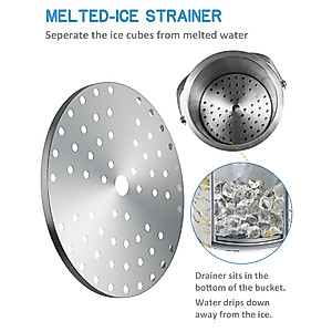 AYOTEE Ice Bucket with Lid,Scoop,Tongs,Strainer and Handle-Stainless Steel Insulated Ice Bucket Keeps Ice Cold & Dry, Great for Home, Party, Bar, Chilling Beer, Cocktail, Champagne and Wine Bottle-3L