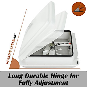 caqeg 14" RV Roof Vent for Camper Trailer Universal White Lid Roof Vent with 12V RV Vent Fan 6" Blades White lid Inner for Garnish Ring