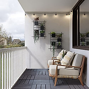 LYMJARD Interlocking Deck Tiles, 27 Pack Plastic Outdoor Flooring, 12"x12" Weatherproof Patio Tiles for Outside Balcony Garden Poolside Pathway Brownish Grey