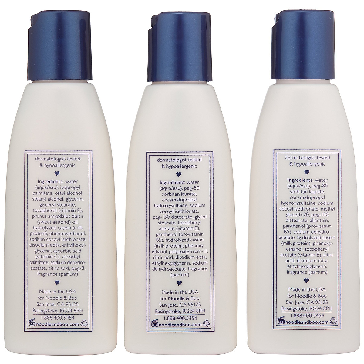 Noodle & Boo Essential Care 3 Piece Kit Super Soft Baby Lotion(2 Oz), Extra Gentle Shampoo(2 Oz) and Soothing Body Wash(2 Oz)