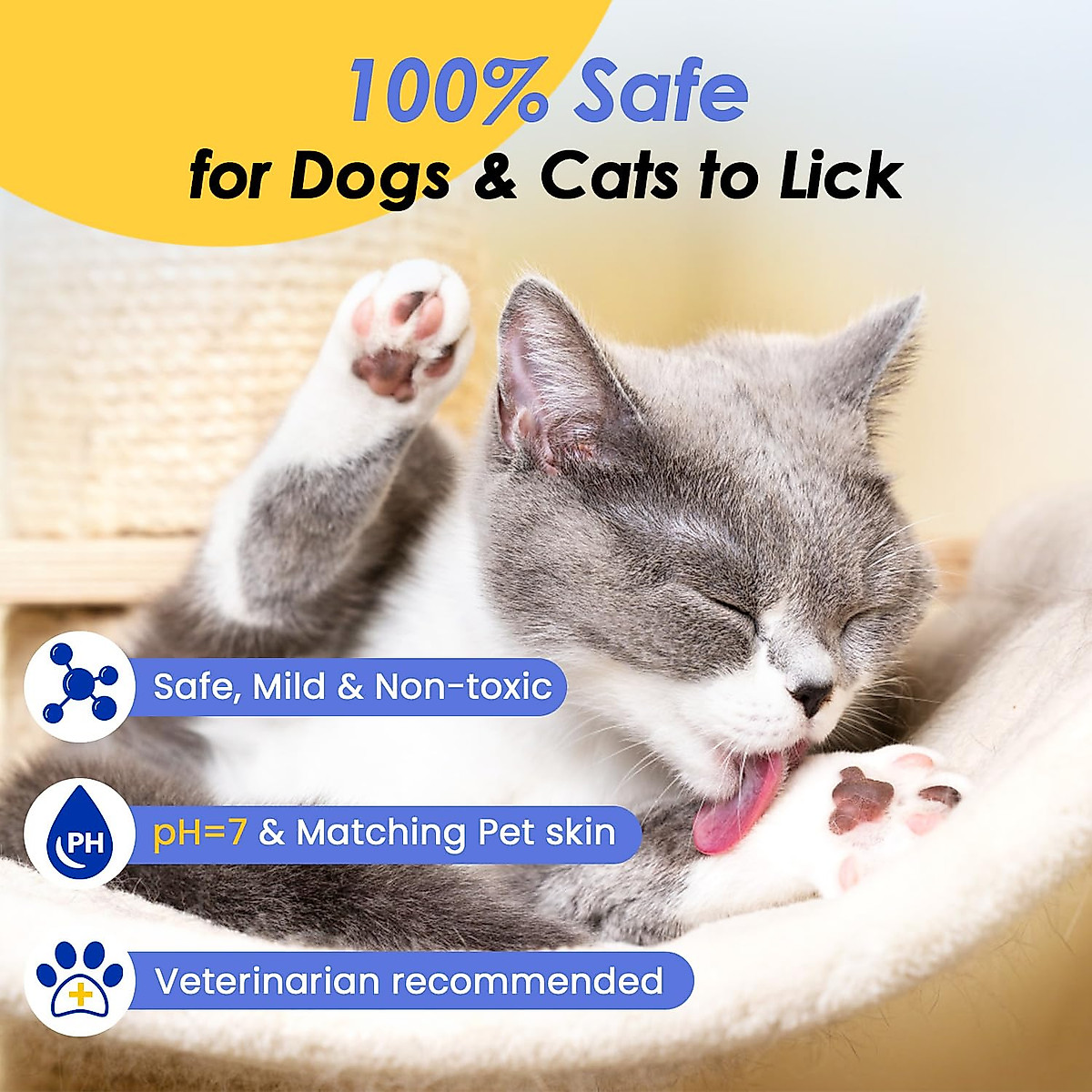 PUPMATE Pet Cleaning Glove Wipes for Dogs & Cats, Hypoallergenic Deodorizing Disposable No-Rinse Grooming Wipes, Extra Thick Bathing Wipes,Perfect for Pet Dry Cleaning,Daily Care and Travel,6 pcs