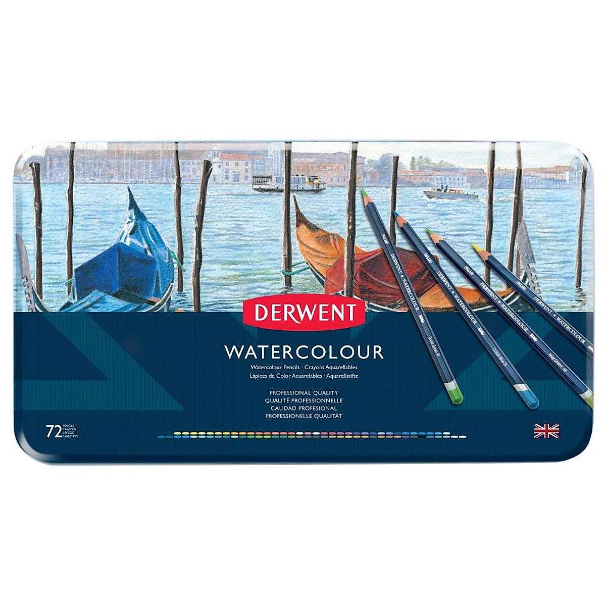 Derwent Colored Pencils, WaterColour, Water Color Pencils, Drawing, Art, Metal Tin, 72 Count (32889)