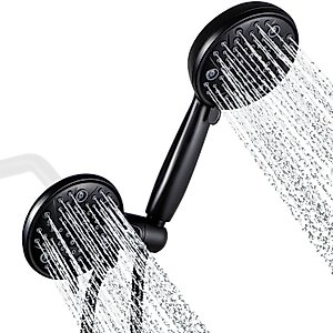 G-Promise High Pressure Dual Shower Head with Handheld Combo | 8 Settings Fixed Shower Head Built-in 3-Way Diverter | 72 Inch Stainless Steel Flexible Hose | 8 Spray Modes Handheld Shower Head