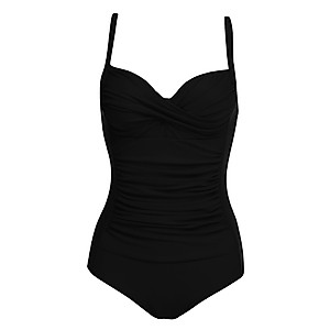 Ekouaer Pin Up Swimsuit One Piece for women Vintage Monokinis Swimwear Black X-Large