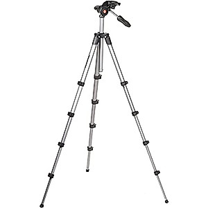 Manfrotto Compact Advanced Aluminum 5-Section Tripod Kit with 3-Way Head, Black (MKCOMPACTADV-BK)
