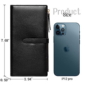 Badiya Ultra Slim Wallet Credit Card Holder Thin Bifold Clutch Wallets with Zipper Pocket for Women