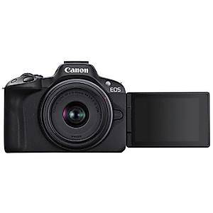 Canon EOS R50 Mirrorless Camera with RF-S 18-45mm f/4.5-6.3 is STM Lens+ 128GB Memory + LED Video Light + Microphone + Back Pack + Steady Grip Pod + Tripod + Filters + Software + More (Renewed)
