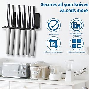 6.7-inch Knife Holder Punch-Free Knife Bar Strong Knife Acrylic Holder Cheese Knife Organizer Kitchen Knife Cutlery Organizer 2Pack