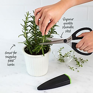 Wiltshire Staysharp Scissors, Kitchen Scissors with Built-in Sharpener, Sharp at All Times, Slim Design Scabbard, Pull-Apart, Soft Touch Handles for Easy Cleaning, Black, 10-Year Guarantee