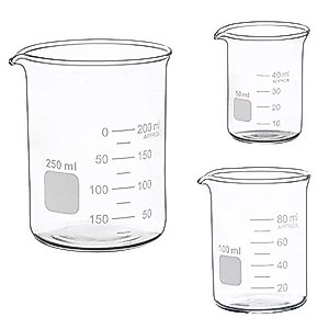 Glass Measuring Low Form Beaker Set 50ml 100ml 250ml Glass Graduated Beaker Set