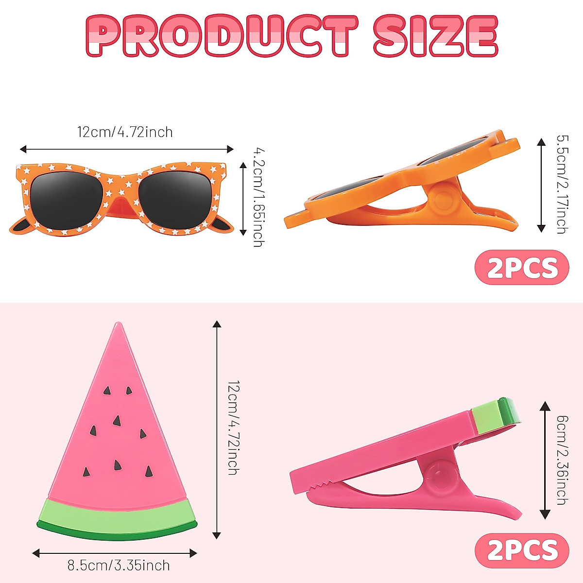 BREENHILL Beach Towel Chair Clips Set of 4,Watermelon Towel Clips, Glass Chair Towel Clips,Personalized Towel Clips