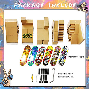 Aestheticism Finger Skateboards Kit 11 PCS, Finger Boards for Kids, Fingerboard Ramps Toys Set with Skateboards, Ramps, LED Skateboard, Screwdriver - Bigger Skateboard Ramp for Finger Board Training