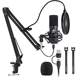 USB Microphone Kit 192KHZ/24BIT Plug & Play MAONO AU-A04 USB Computer Cardioid Mic Podcast Condenser Microphone with Professional Sound Chipset for PC Karaoke, YouTube, Gaming Recording (Renewed)