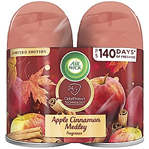 Air Wick Automatic Air Freshener Spray Refill, 2ct, Apple Cinnamon, Odor Neutralization, Essential Oils