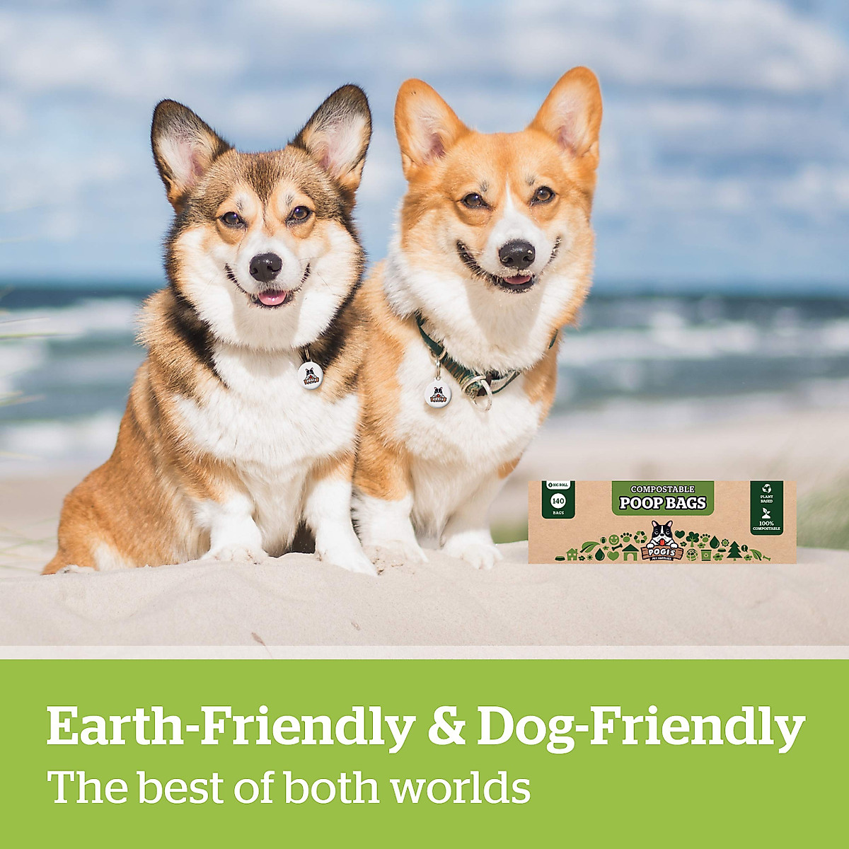 Pogi’s Compostable Dog Poop Bags - 140 Plant-based Grab & Go Dog Waste Bags - Leak-Proof, Extra-Large, ASTM D6400, EN 13432 Certified Poop Bags for Dogs