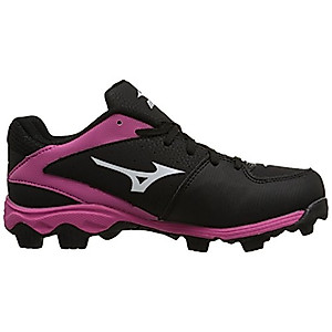 Mizuno 9 Spike ADV YTH FINCH FRHSE6 BP Youth Girls Molded Cleat (Little Kid/Big Kid), Black/Pink, 4.5 M US Big Kid