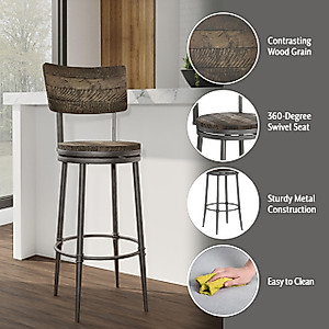 Hillsdale Jennings 30" Metal Farmhouse Bar Stool in Gray Finish