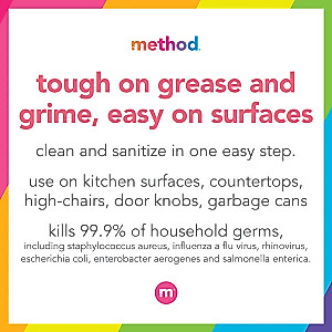 Method Antibacterial All Purpose Cleaner Spray, Wildflower, Kills 99.9% of Household Germs, 28 fl oz (Pack of 8)