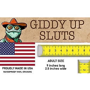 Giddy Up Sluts Bumper Sticker Funny Cowboy Western Frog Car Sticker Prank Sticker