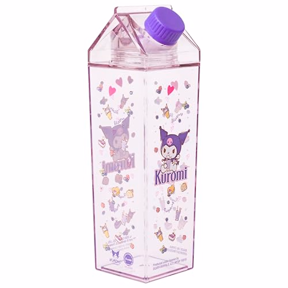 Silver Buffalo Sanrio Hello Kitty and Friends Plastic Milk Carton Bottle Featuring Kuromi, 16.2 Ounces