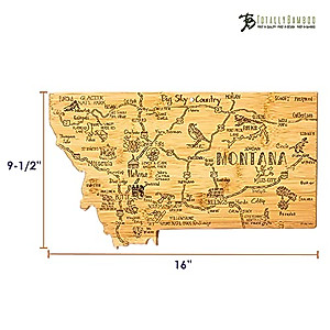 Totally Bamboo Destination Montana State Shaped Serving and Cutting Board, Includes Hang Tie for Wall Display
