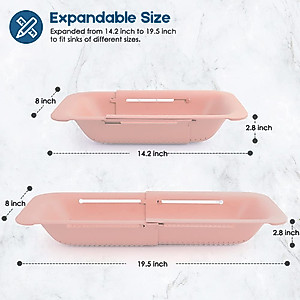 Collapsible Colander Kitchen Extendable Strainer Fruits Vegetables Noodle Pasta Food Drain Basket Space-Saver Portable Drainer Over Sink (1, 4#Pink)
