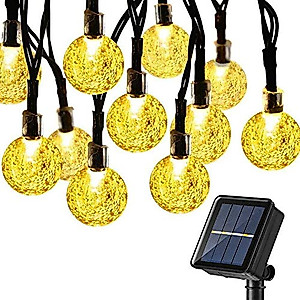 Joomer Outdoor Solar String Lights 45.5Ft 60 LED Solar Powered String Lights Waterproof,8 Modes Crystal Ball Lights Solar Fairy Patio Lights for Garden, Lawn, Porch, Gazebo, Bistro(Warm White)