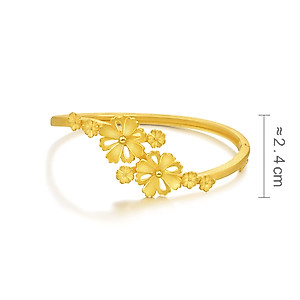 CHOW SANG SANG Cultural Blessings Daily Bliss 999.9 24K Gold Price-by-Weight 23.2g Gold Blossom Bangle (Size: 6) for Women and Wedding Occasion 88427K