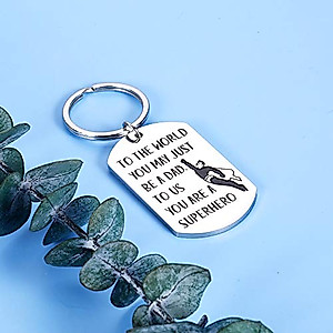 Dad Keychain Fathers Day Gifs for Dad from Daughter Son Wife Birthday Christmas Git for Step Dad New Dad Daddy Valentines Day Family Gif for Men Him Daddy Thanksgiving Superhero Present to Papa