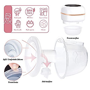 Hands Free Breast Pump, Double Electric Wearable Breast Pump, 3 Modes & 9 Levels Portable Breast Pump, LED Display, 19/22/25 mm Flanges, Breastfeeding Pump with Pumping Bag and Ice Pack