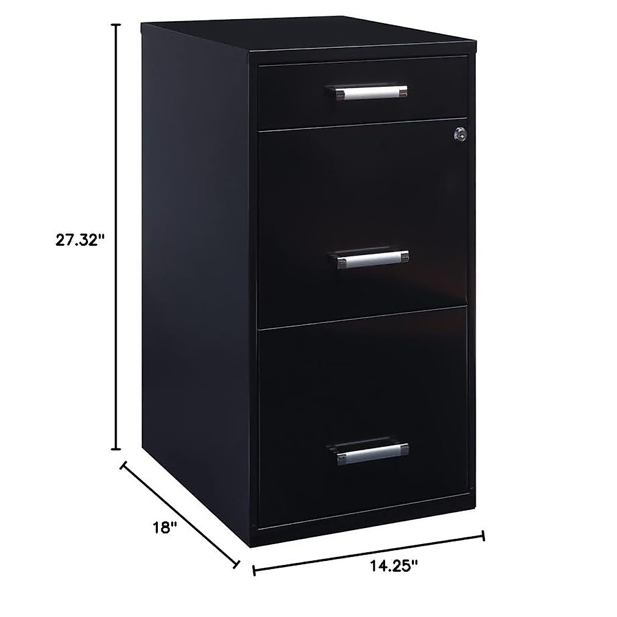 Scranton & Co 18" 3 Drawer Metal File Organizer Cabinet in Black