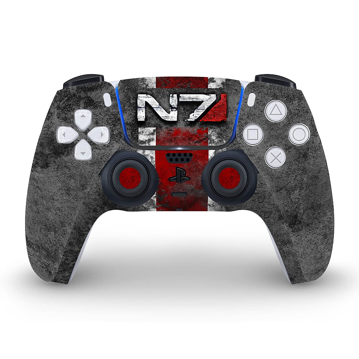 Head Case Designs Officially Licensed EA Bioware Mass Effect N7 Logo Distressed Graphics Vinyl Faceplate Gaming Skin Decal Compatible With Sony PlayStation 5 PS5 Disc Console & DualSense Controller
