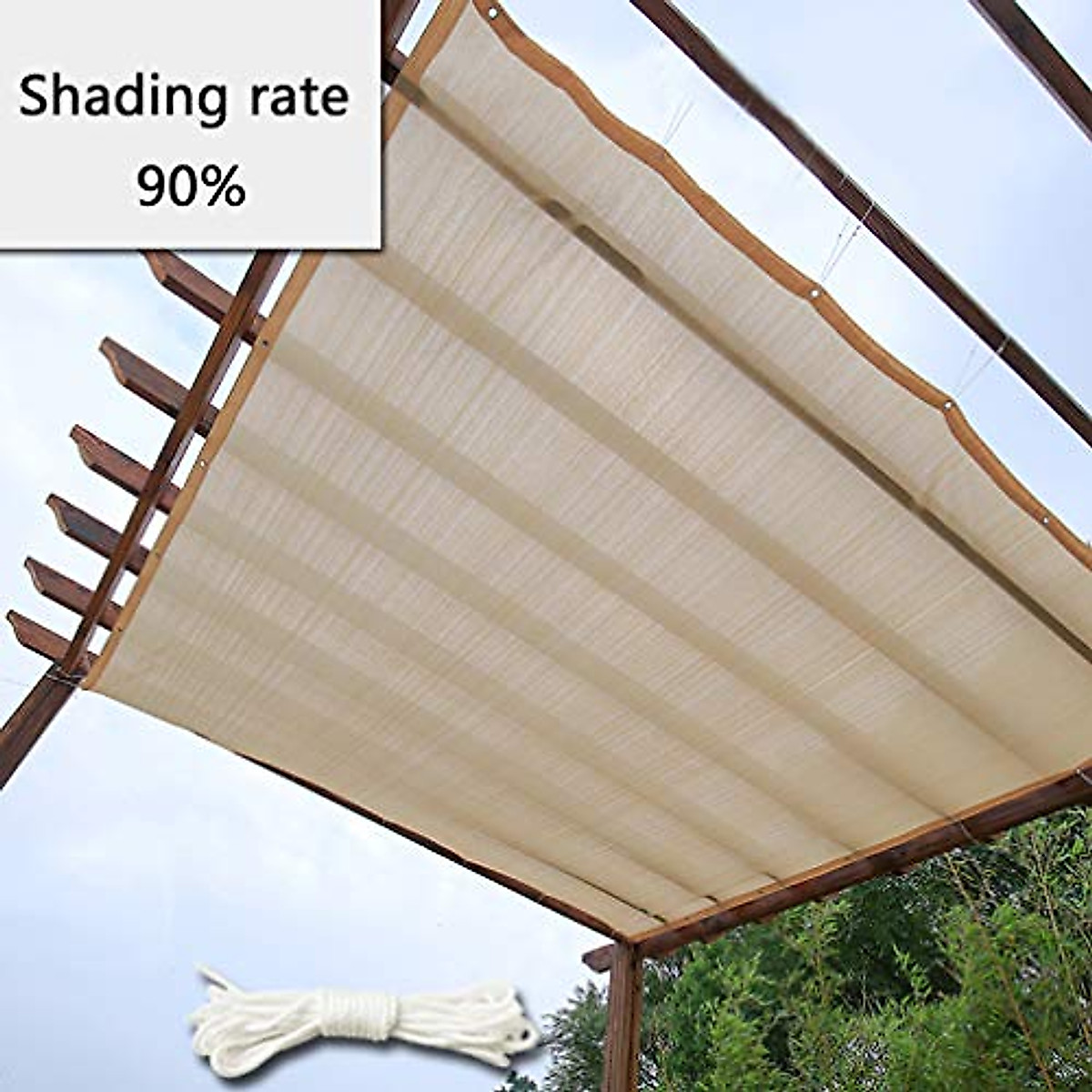 NIANXINN Beige Sun Shade Sail Canopy Awning,90% UV Block Insulation Breathable Rectangle Shade Cloth Net,Commercial and Residential Sunblock Mesh,for Patio Garden Outdoor Facility (1x4m(3 * 13ft))