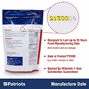 4Patriots 72-Hour Survival Food Kit: Disaster-Resistant Emergency Food With Incredible Variety Designed to Last 25 Years in Emergency Food Pouches, 20 Servings of Delicious Freeze-Dried Food, Emergency Rations For Your Disaster Food Supply