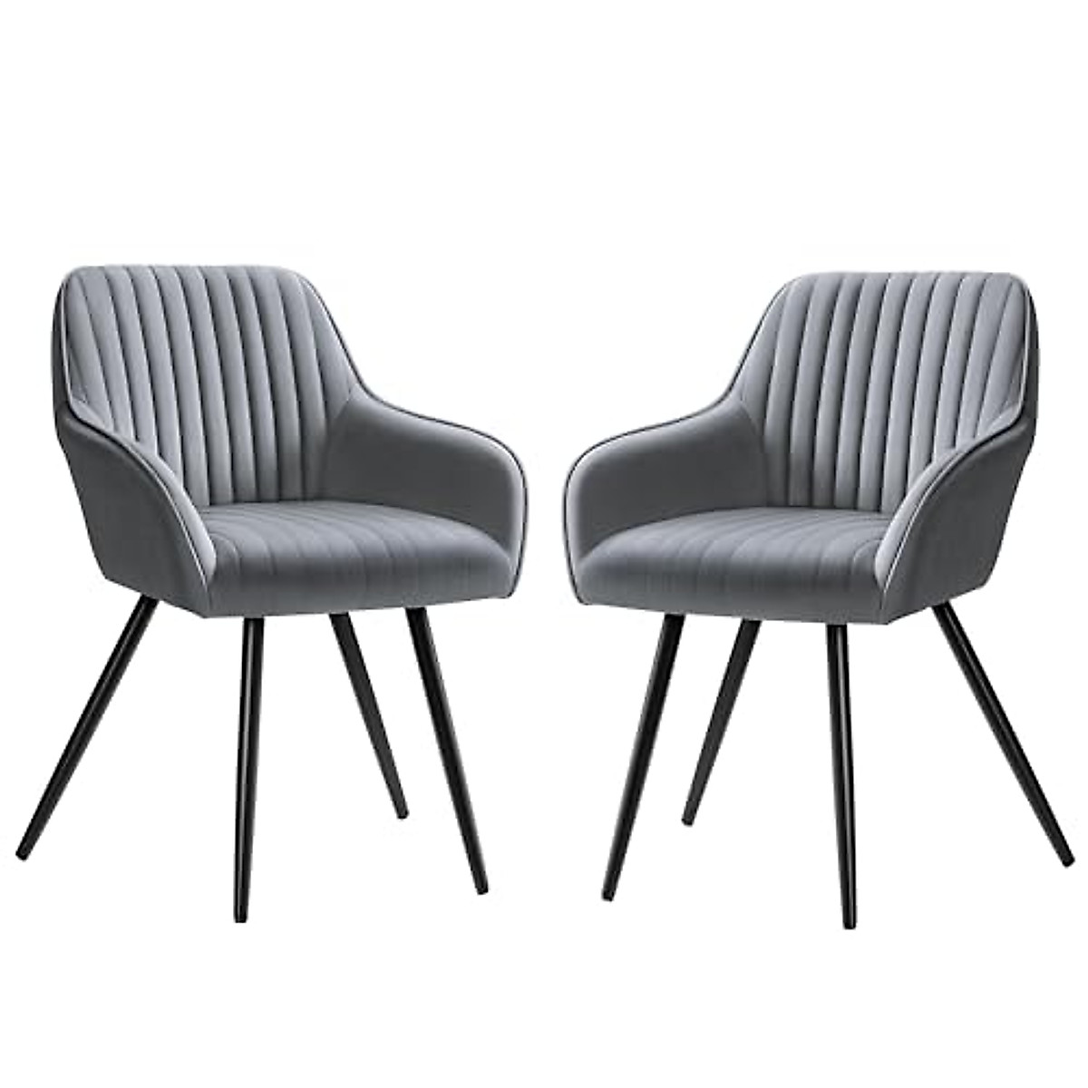 YESHOMY Accent Chair for Living Room Set of 2 Upholstered with Strong Metal Frame, Armrest for Bedroom, Dorm, Light Gray