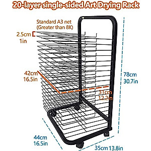 Art Drying Rack, Mobile Art Drying Rack with Wire Rack for Artwork, Drying and Printing Rack, Ideal for Schools and Art Clubs (Size : 20-Layer)