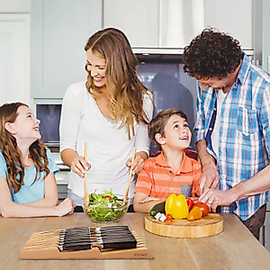 enowo Bamboo Knife Block Knife Drawer Organizer, Knife Holder for Kitchen Drawers Hold 15 Knives(Not included), Kitchen Knife Organizer Drawer Insert, Perfect for Home and Chefs