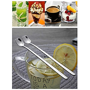 COMIART Long Handle Mixing Stirring Ice Tea Spoons, 6.7 Inch Stainless Steel Square Head Coffee Teaspoons Cocktail Spoon, Ideal for Household Use Party or Bar, Pack of 4