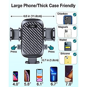 YRU [Super Stable] Phone Holder Car [Upgraded 80 Lb Suction Cup] Thick Case Friendly, Heavy Duty Mobile Car Cell Phone Holder Mount for Dashboard Vent Windshield iPhone 14 Pro Max 13 12 11 Galaxy S22